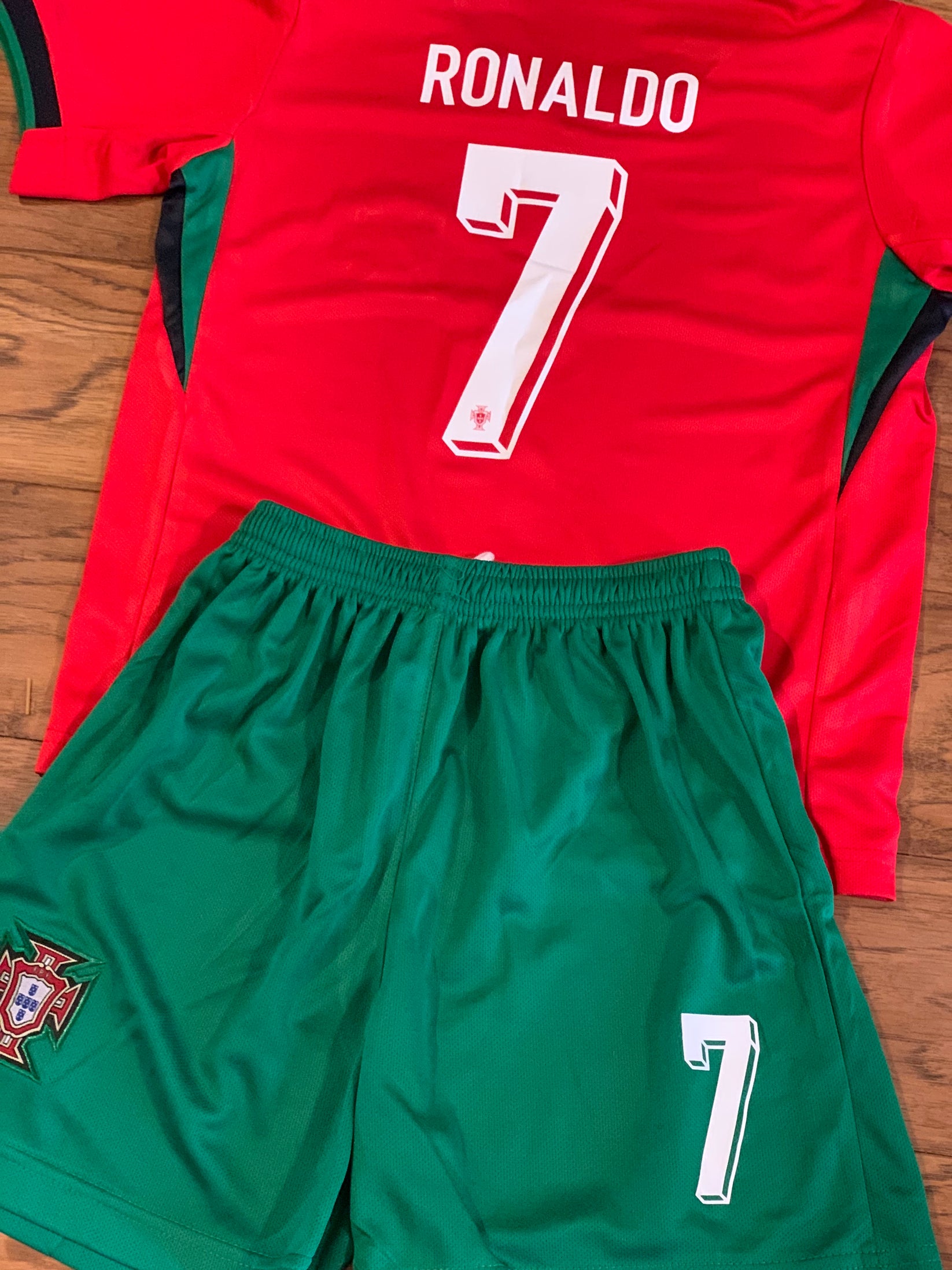 Ronaldo Portugal Home Kids Youth Soccer Jersey Kit 2 Piece Set ...